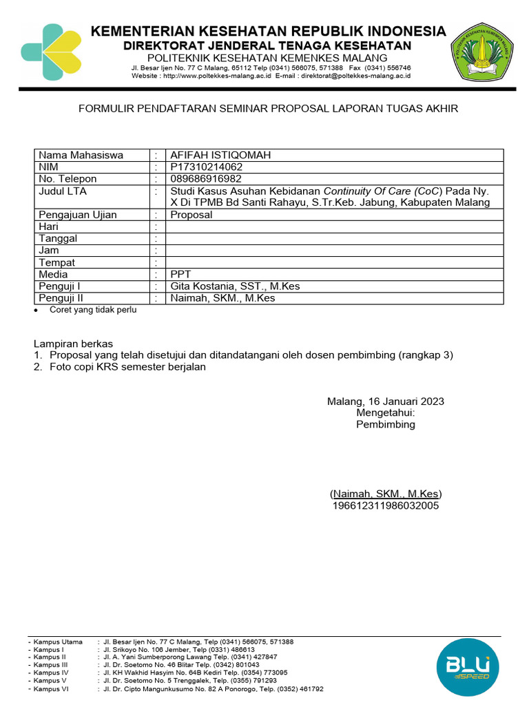Form Proposal Afifah | PDF