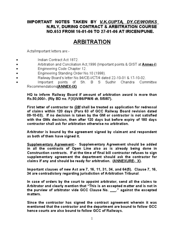 Contract and Arbitration | PDF | Arbitral Tribunal | Settlement (Litigation)