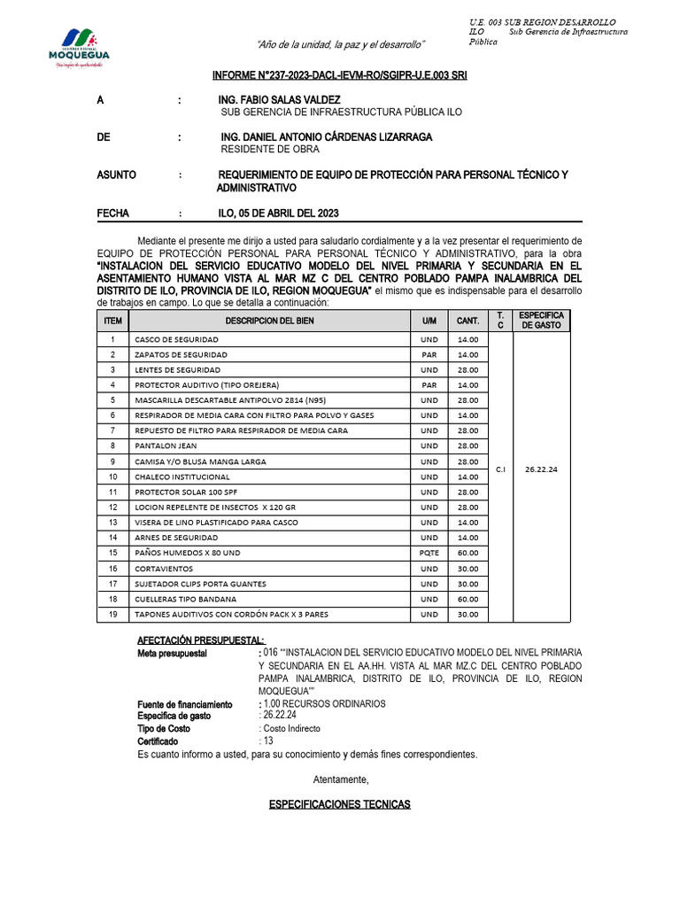 Req Epps | PDF | Materiales