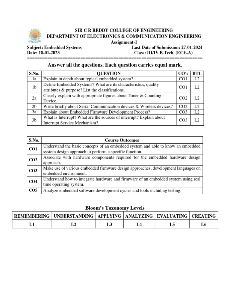 Embedded Systems Assignment Guide | PDF