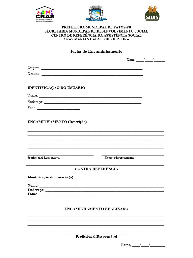 Ficha de Encaminhamento | PDF Ficha de Encaminhamento | PDF