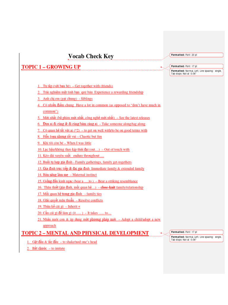 Vocab Check Key | PDF