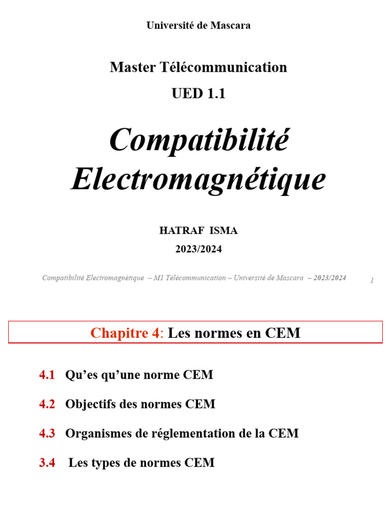 Chapitre 4 CEM | PDF | Compatibilité électromagnétique | Télécommunications
