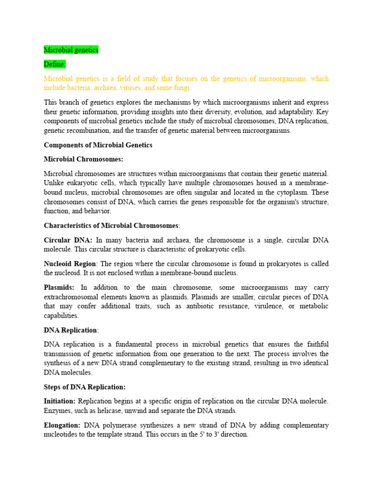 Microbial Genetics | PDF | Plasmid | Dna