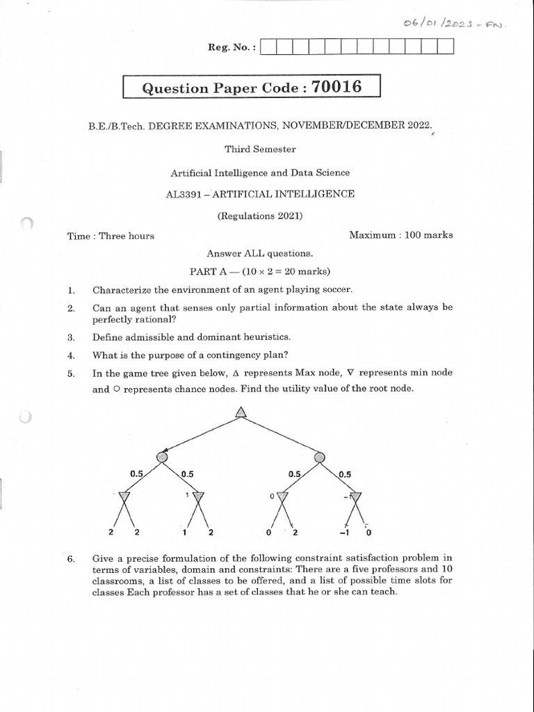 AL3391 - Artificial Intelligence - R2021 - 2022 Nov | PDF