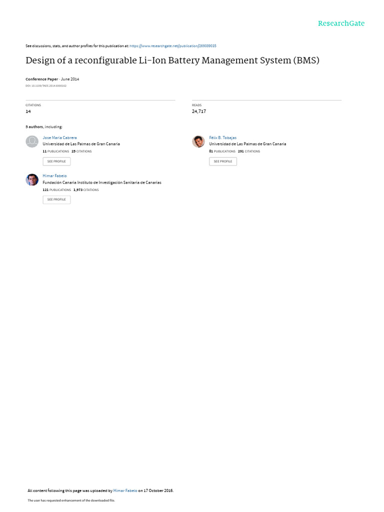 Design of A Reconfigurable Li-Ion Battery Management System (BMS) | PDF ...