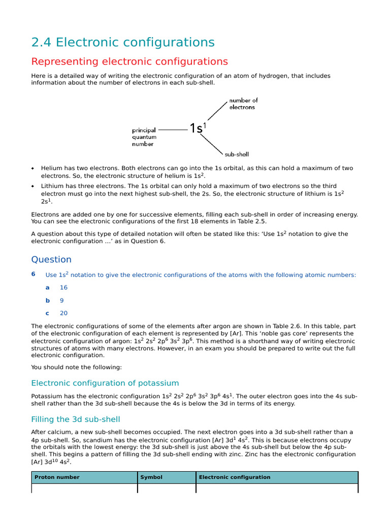 Electronic Configuration Pdf Electron Configuration Ion