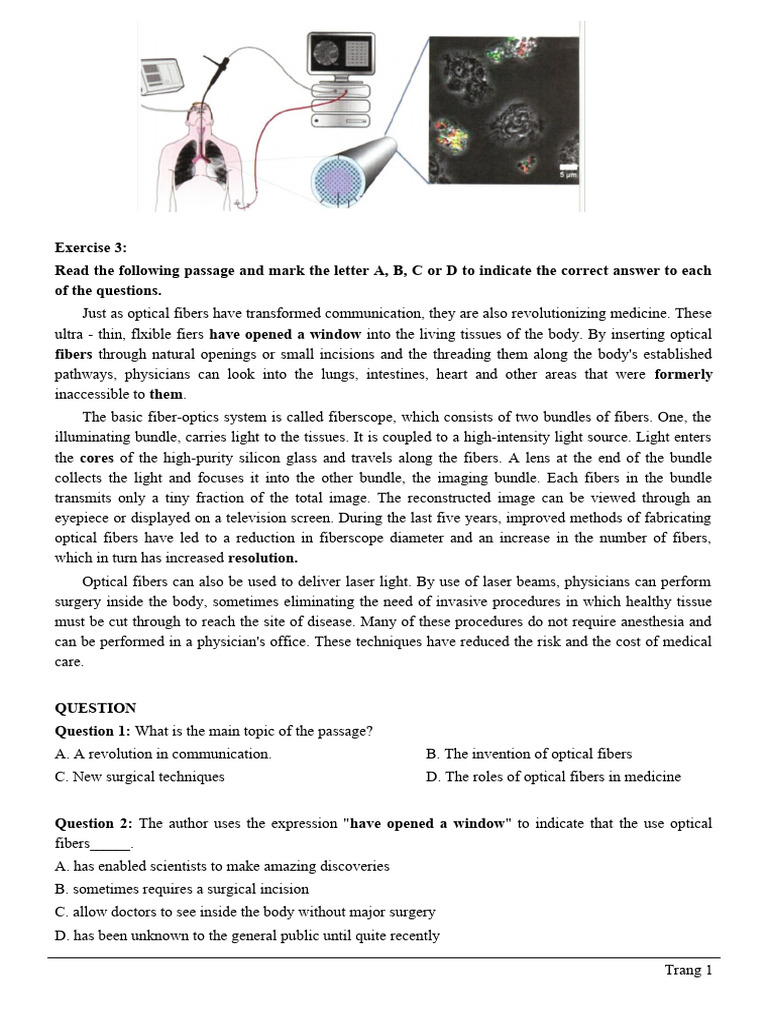 Đề 3 | PDF | Optical Fiber | Surgery
