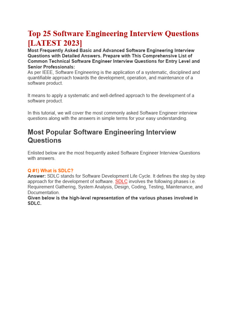 SE-Top 25 Software Engineering Interview THEORY Questions For ...