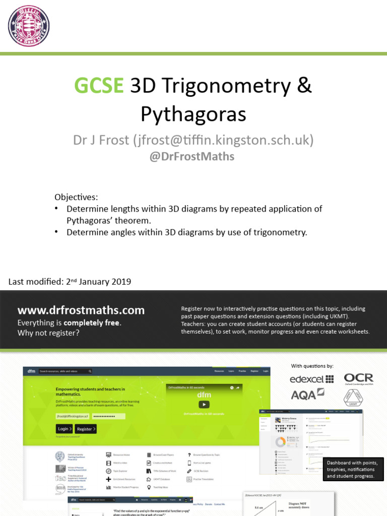 3D Trigonometry & Pythagoras Guide | PDF | Triangle | Elementary ...