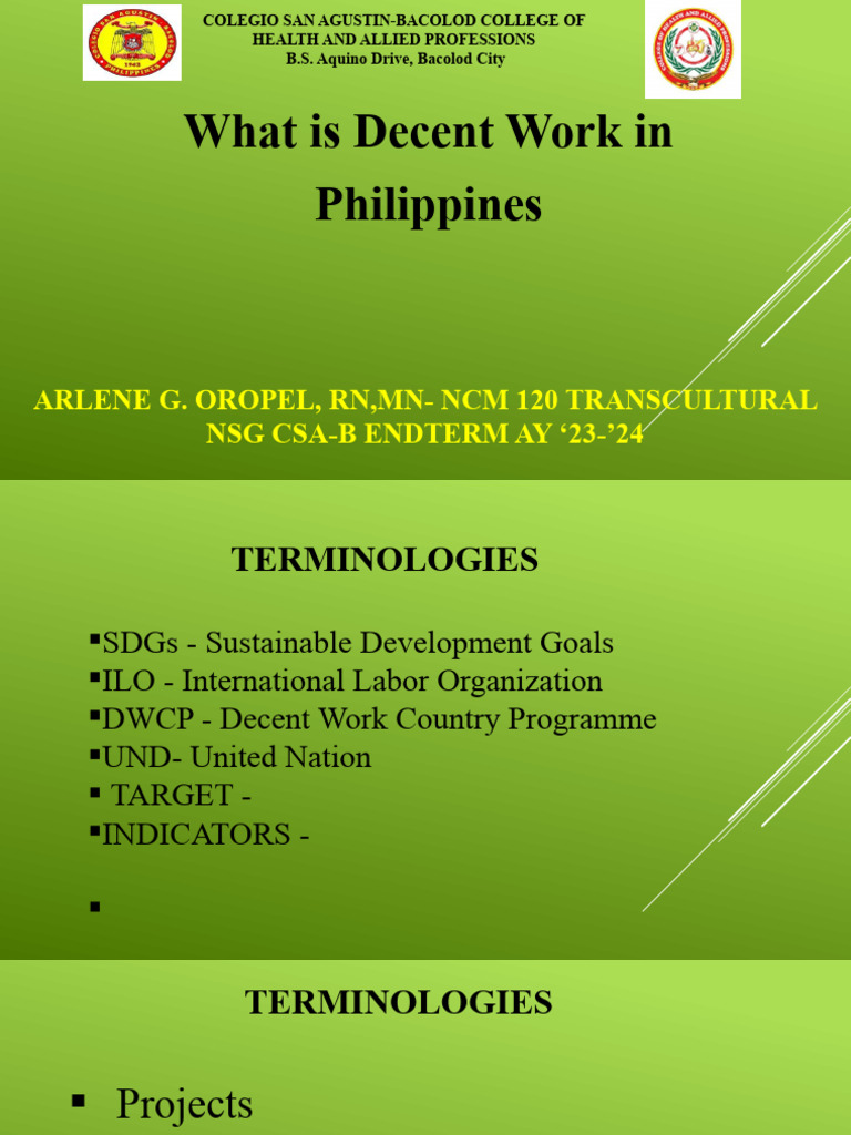 1 B Decent Work Employment Philippines Autosaved | PDF | International ...