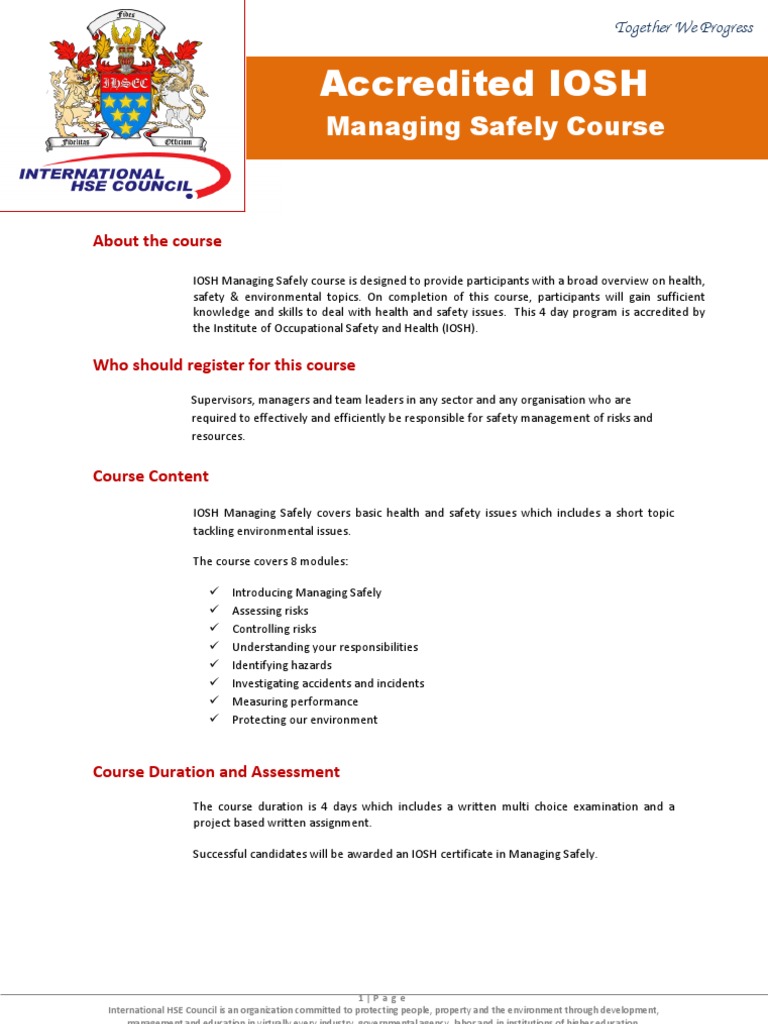 IOSH Managing Safely | PDF | Occupational Safety And Health | United ...