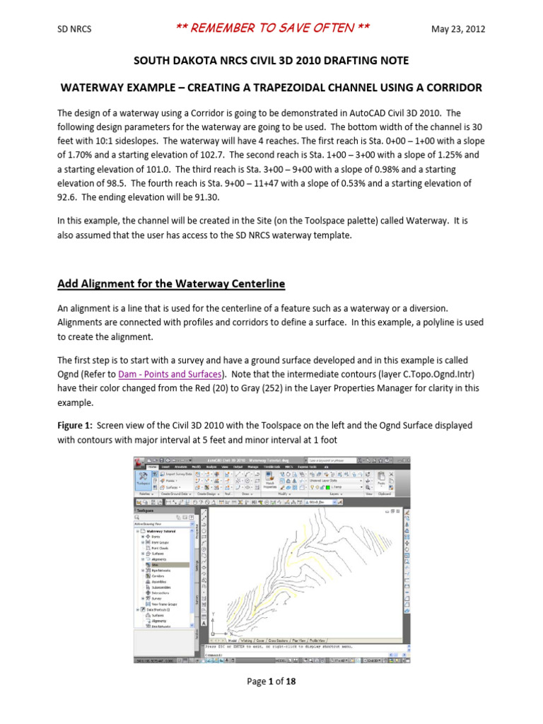 Waterway Example – Creating a Trapezoidal Channel Using a Corridor | PDF | Button (Computing ...
