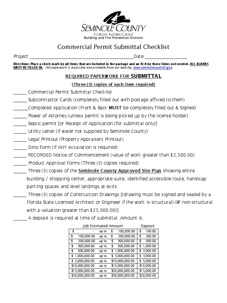 Commercial Permit Submittal Checklist | PDF | Wall | Duct (Flow)