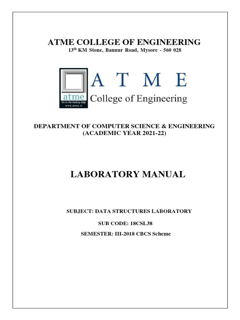 Data Structure Lab Manual 2021-22 | PDF | Engineering | Pointer (Computer Programming)