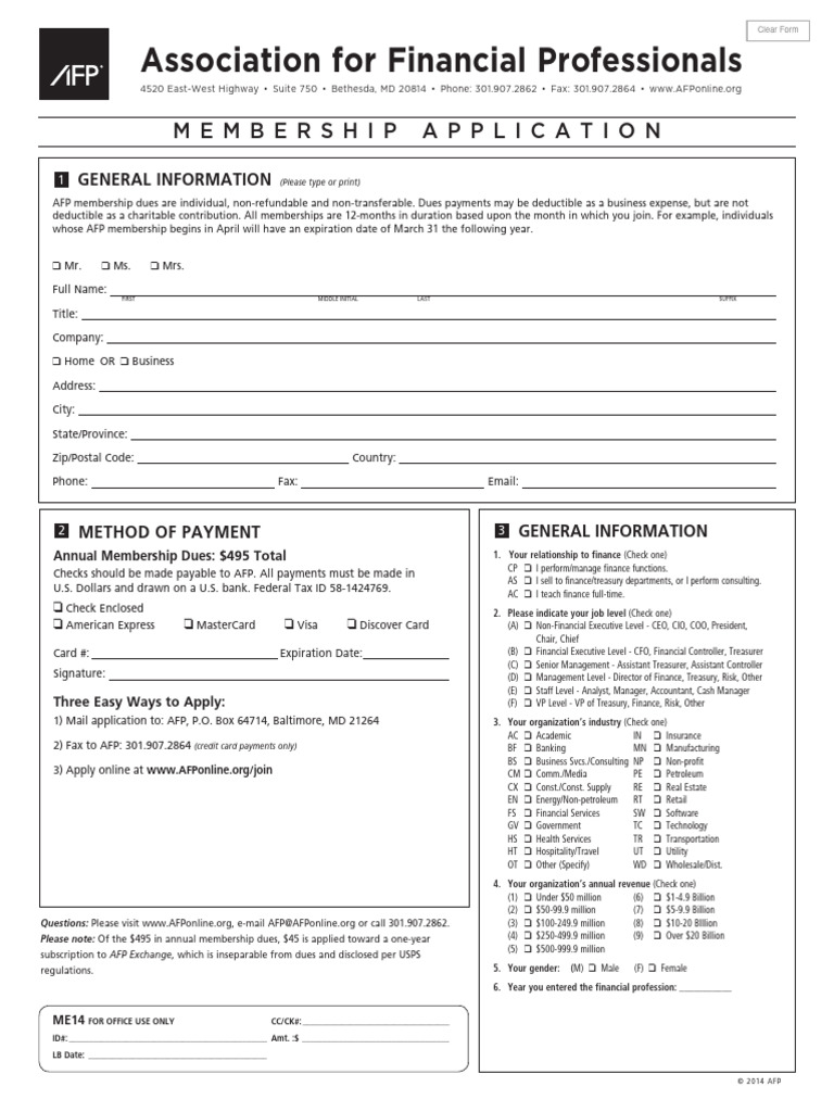 Afp Membership Application | PDF | Economies | Trade