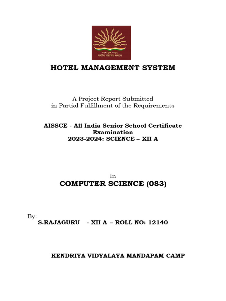 hotel-management-CS PROJECT | PDF | Trousers | Software