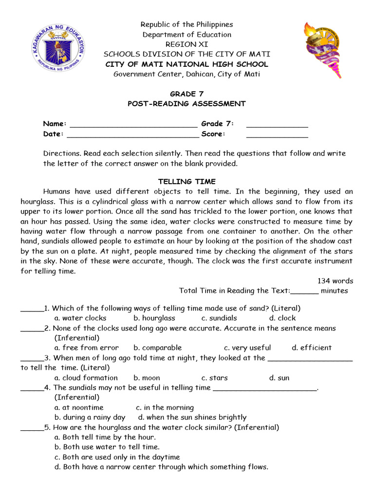 Pre-Reading Grade 7 | PDF | Underwater Diving | Pain