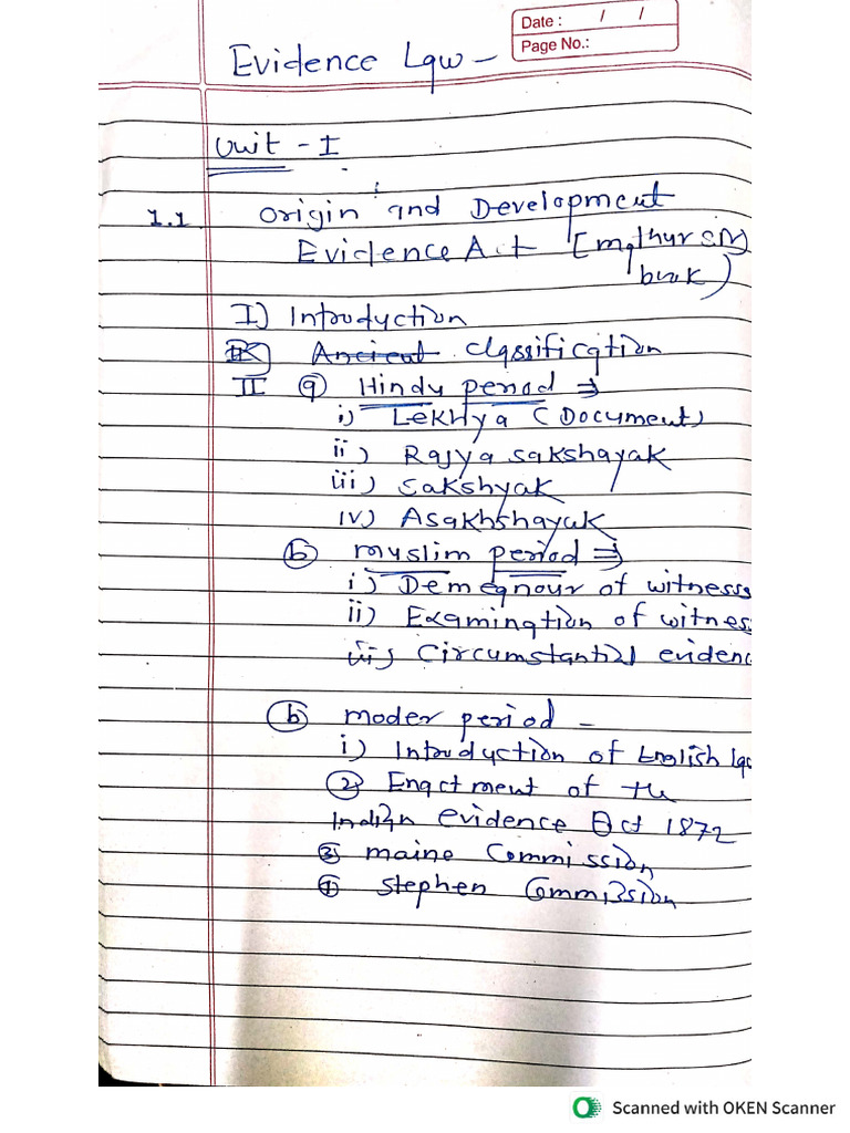 Unit 1 Evidence Act | PDF