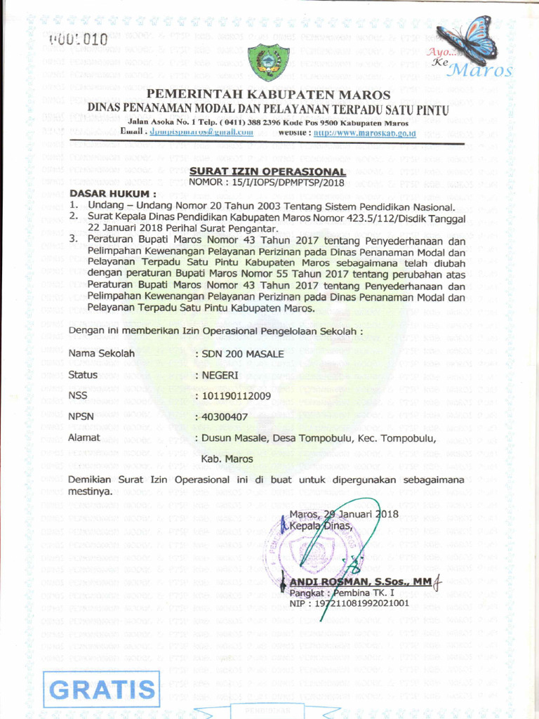 SK Izin Operasional Sekolah | PDF