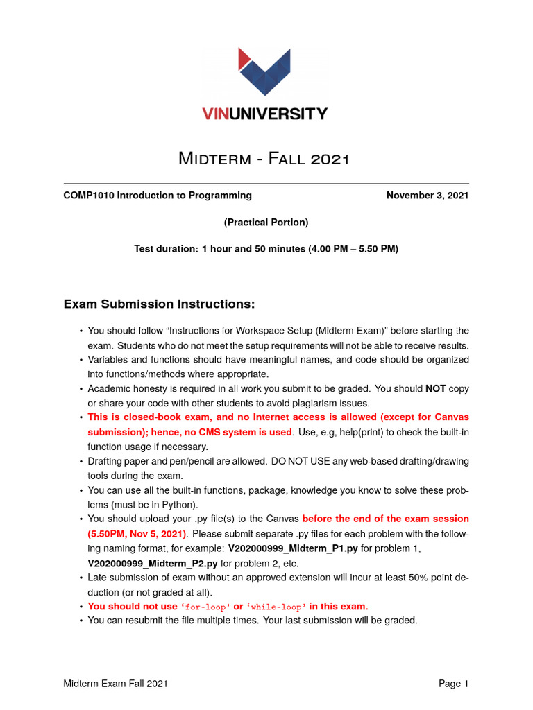 COMP1010 2021 Midterm Practical-1 | PDF | Parameter (Computer Programming) | Computer Science