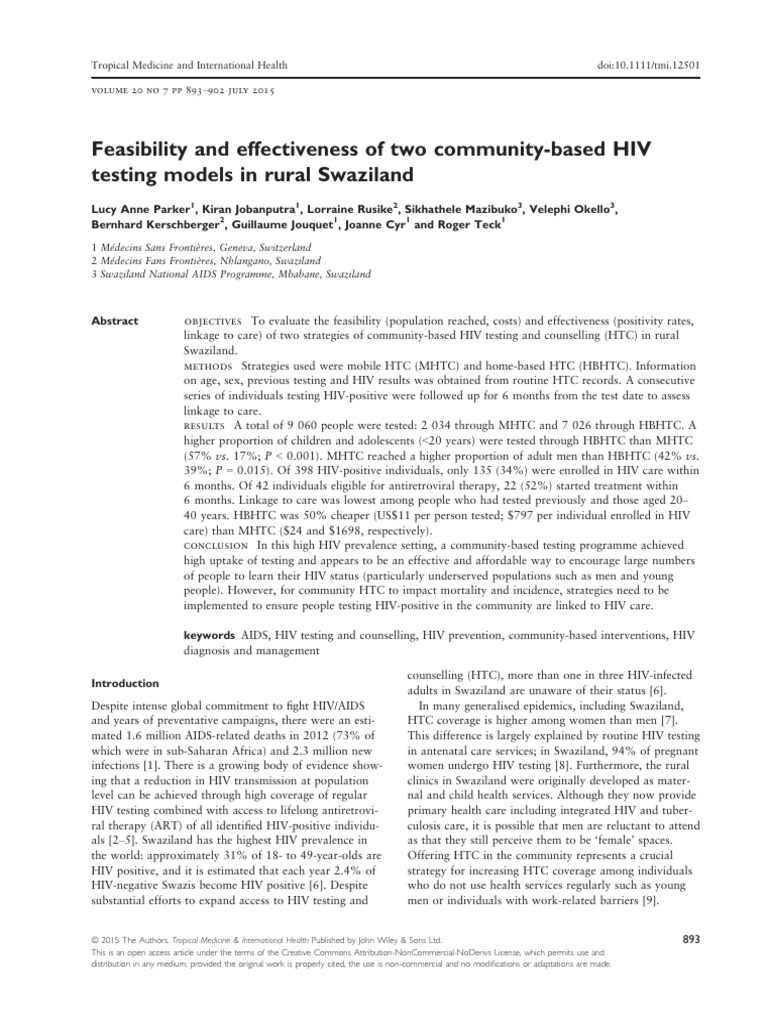 Community-Based HIV Testing in Swaziland | PDF | Medicine | Hiv/Aids