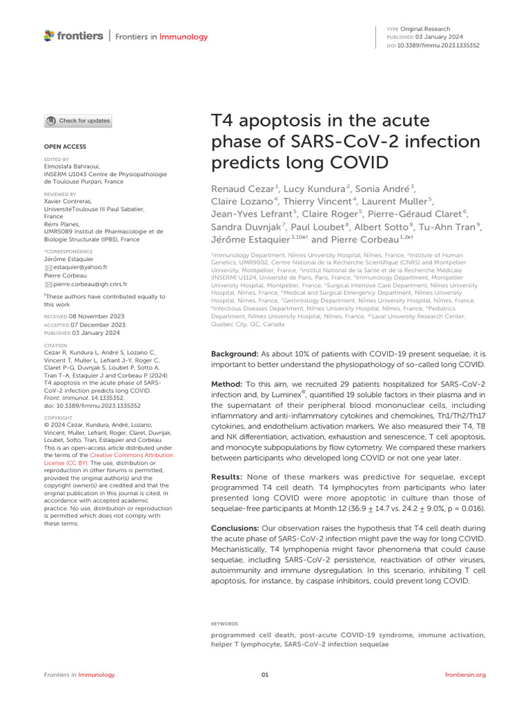La apoptosis T4 en la fase aguda de la infección por SARS-CoV-2 predice ... La apoptosis T4 en la fase aguda de la infección por SARS-CoV-2 predice ...