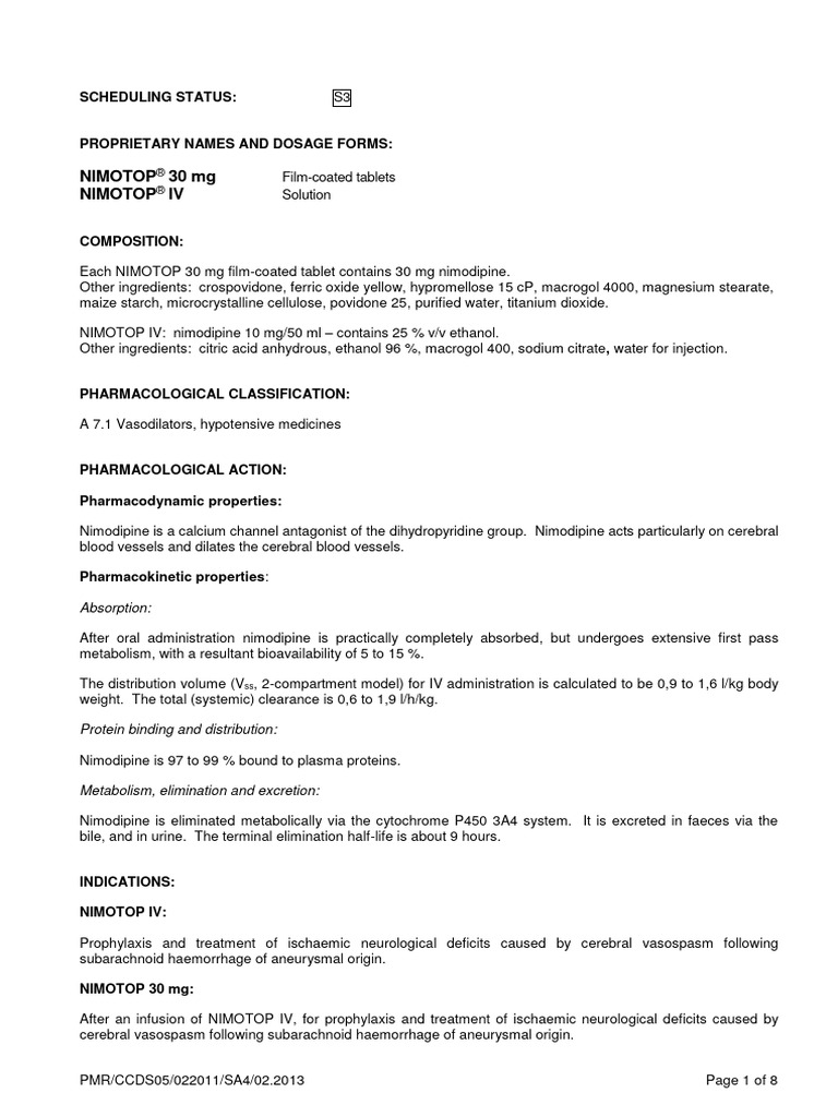 Nimotop en Pi | PDF | Intravenous Therapy | Cytochrome P450