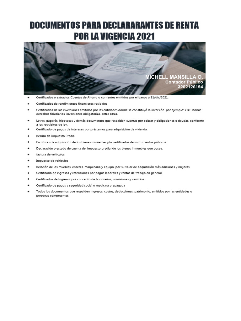 Lista Documentos Declaracion Renta Persona Natural 2021. | PDF ... Lista Documentos Declaracion Renta Persona Natural 2021. | PDF ...
