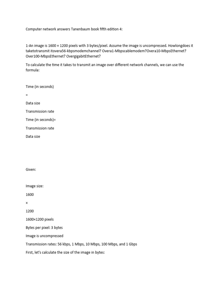 Computer Network Answers Tanenbaum Book Fifth Edition 4 | PDF ...