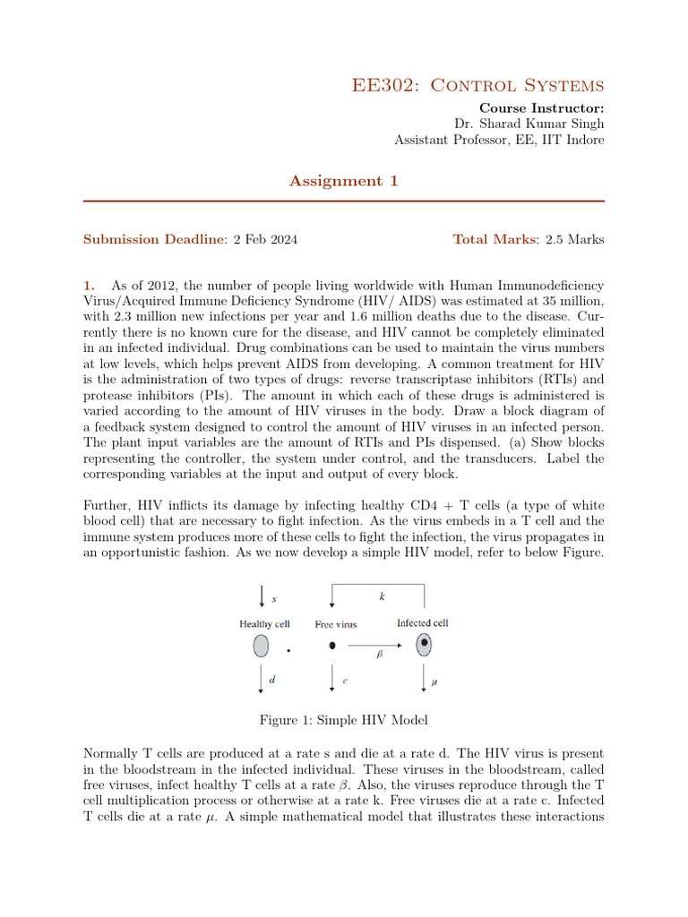 Control Systems Assignment-1 | PDF | Hiv/Aids | Hiv