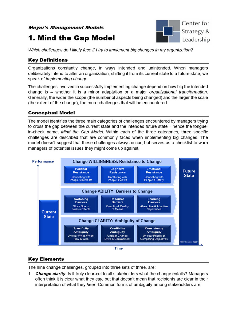 Meyers Model 1 - Mind The Gap Model | PDF | Mind | Rationality