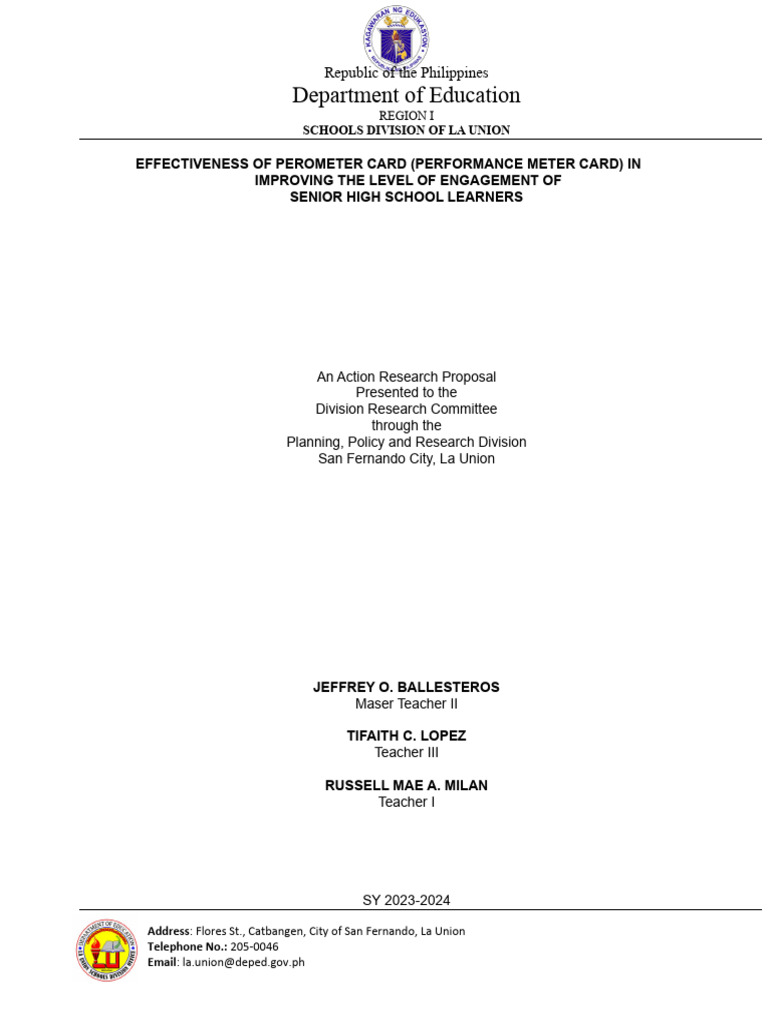 Perometer Card Research Proposal | PDF