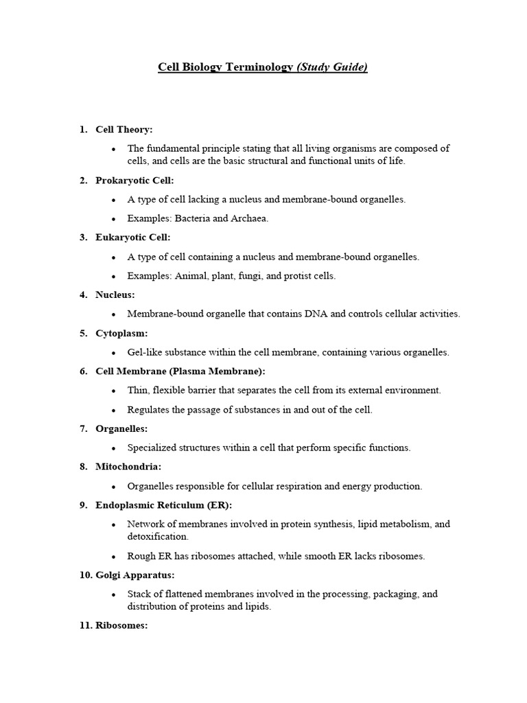 Mastering Cell Biology - A Comprehensive Guide To Terminologies and ...