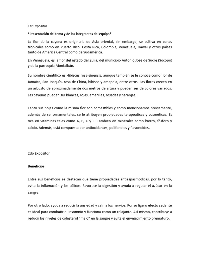 Beneficios y usos de la flor de cayena | PDF
