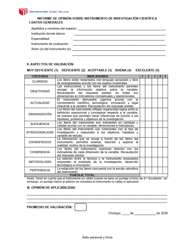 Formato de Validacion | PDF | Evaluación | Metodología