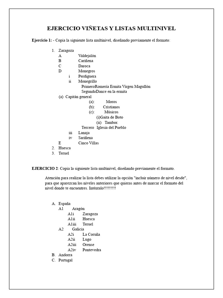 Listas Multinivel1 | PDF | Aerophones de lámina
