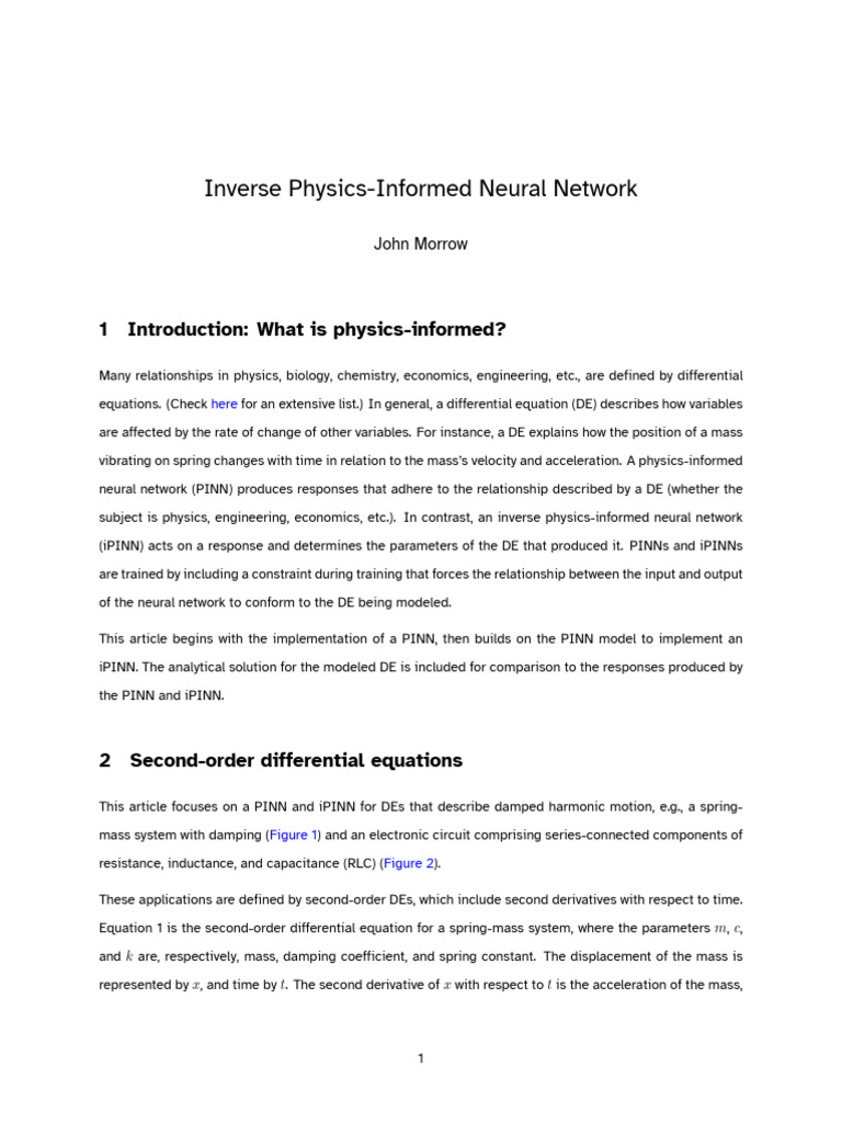 Inverse Physics Informed Neural Net | PDF | Damping | Differential ...