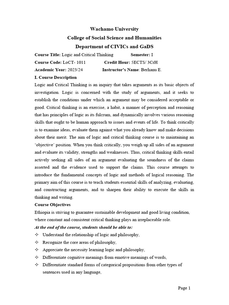 Logic & Critical Thinking Course | PDF | Logic | Argument