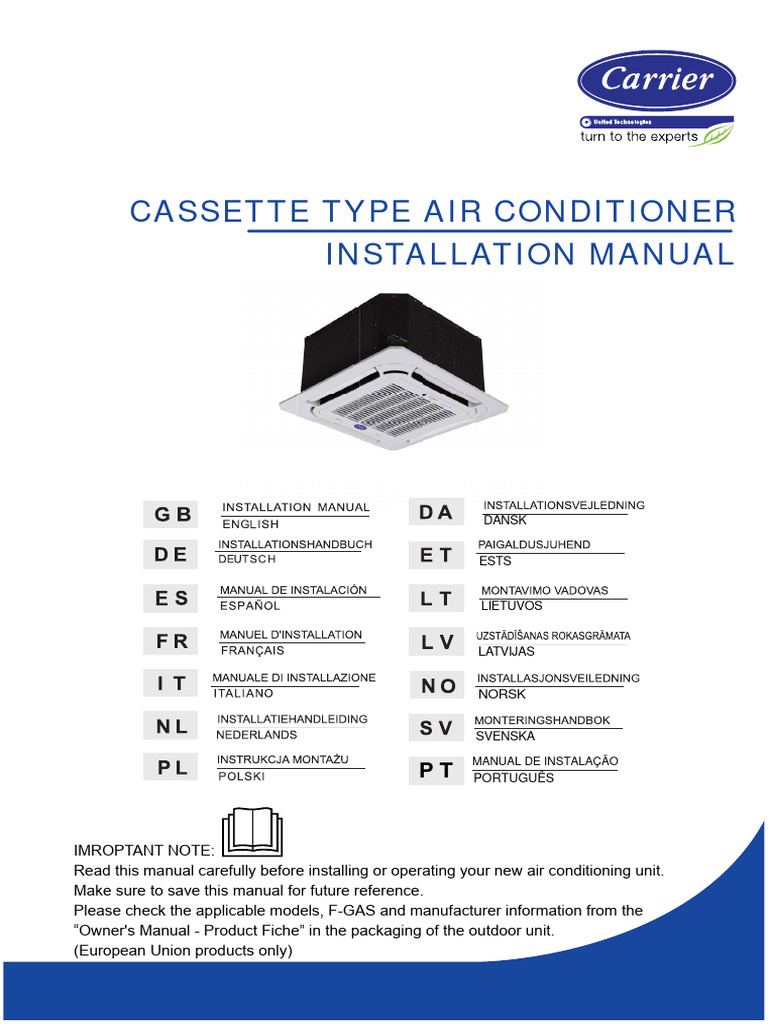 Cassette Type Installation ManualS0GJmVTgEQ9Tr | PDF | Pipe (Fluid ...