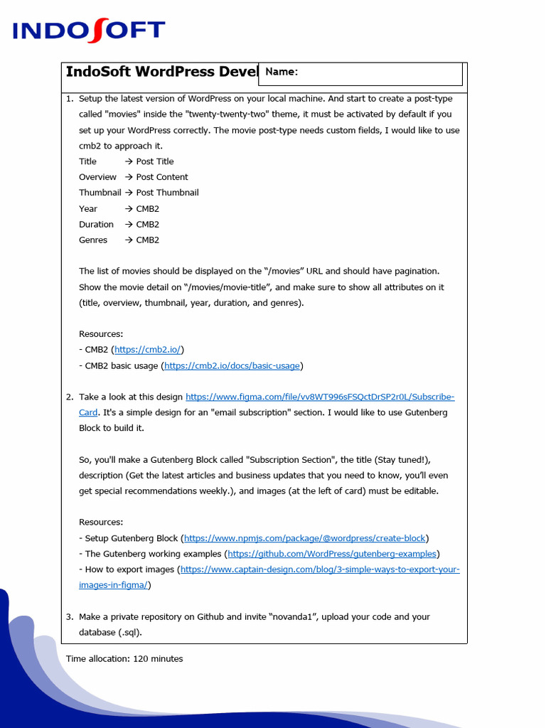 IndoSoft Test WordPress | PDF