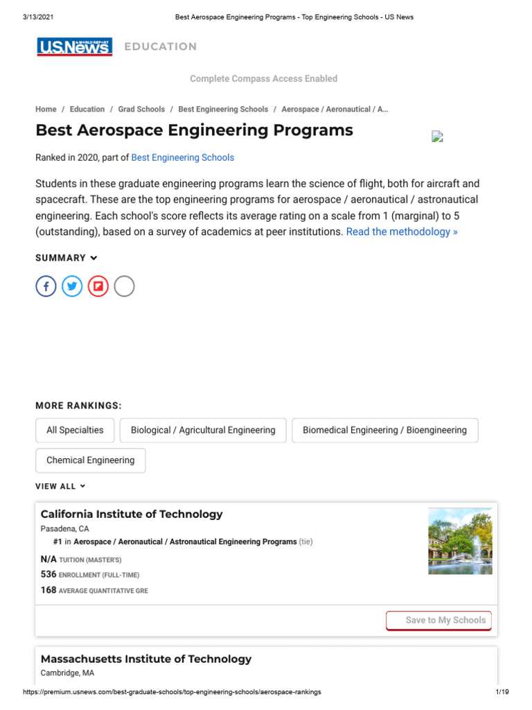 Best Aerospace Engineering Programs - Top Engineering Schools - US News ...