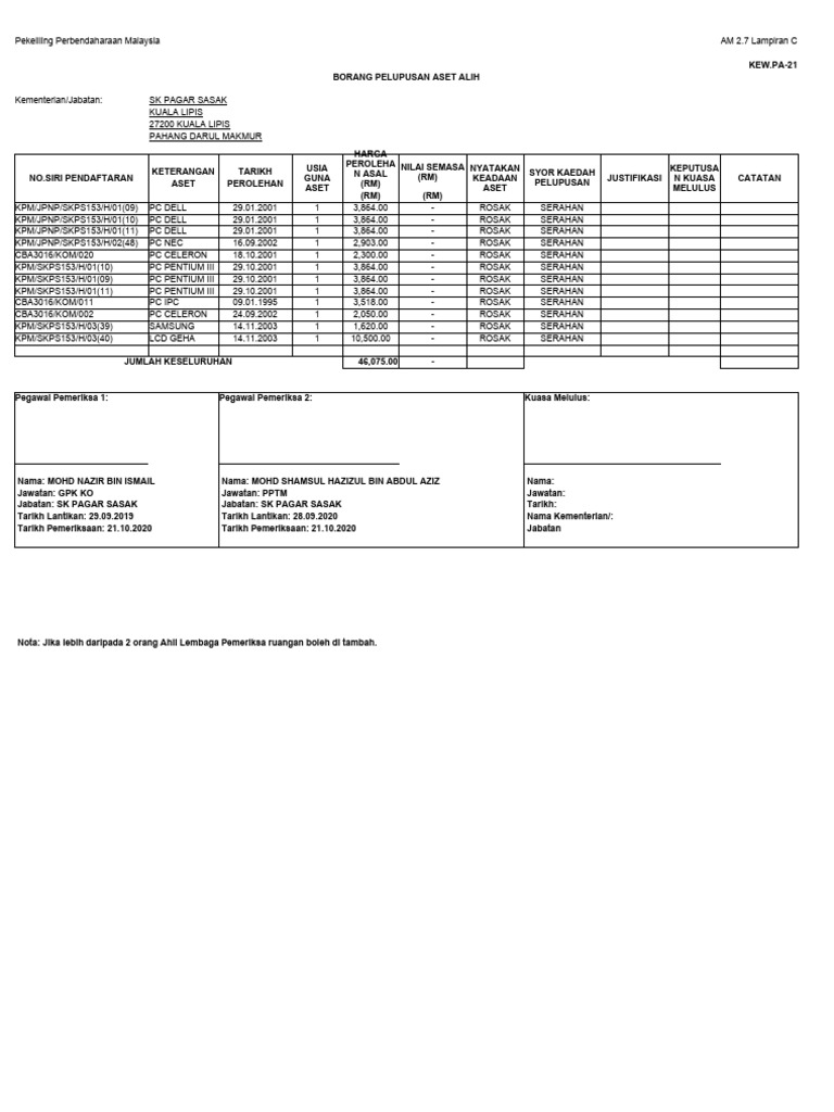 Borang Kew Pa 21 | PDF