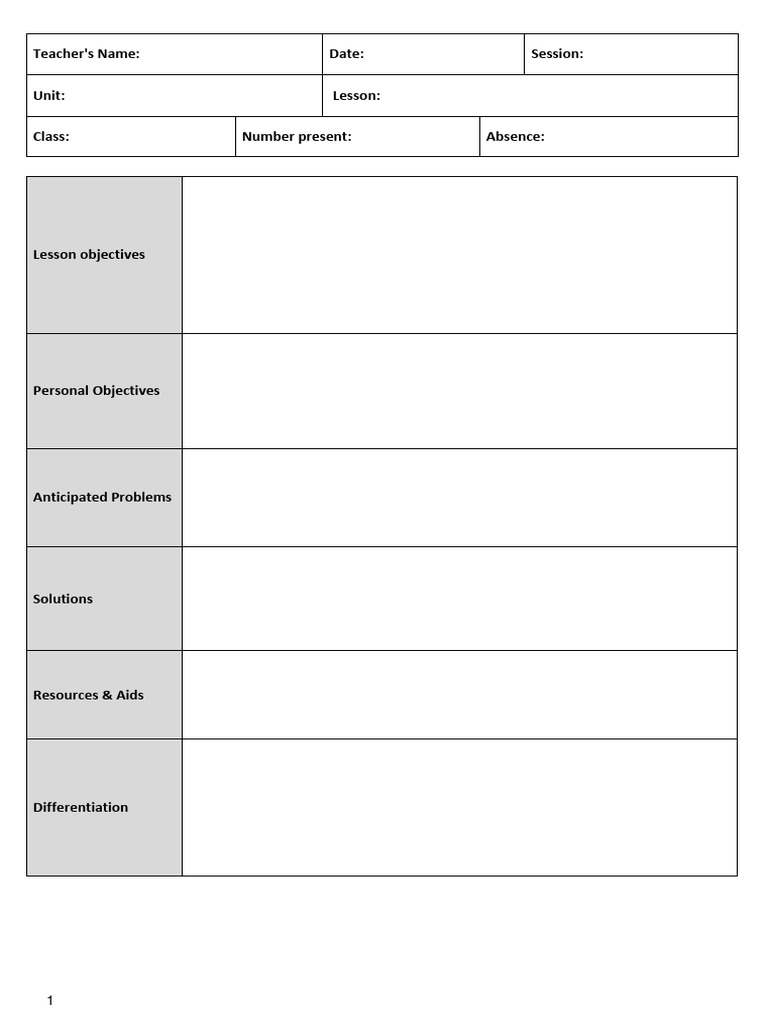 Sample Lesson Plan | PDF