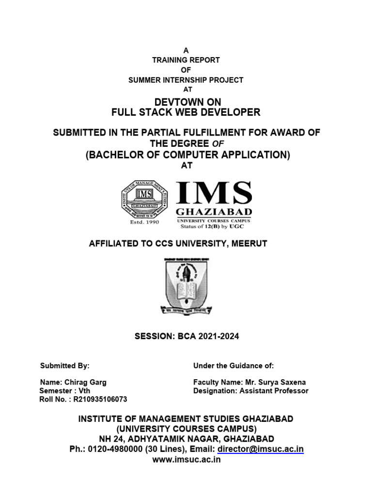 DevTown Internship Report: Web Development | PDF | World Wide Web | Internet & Web