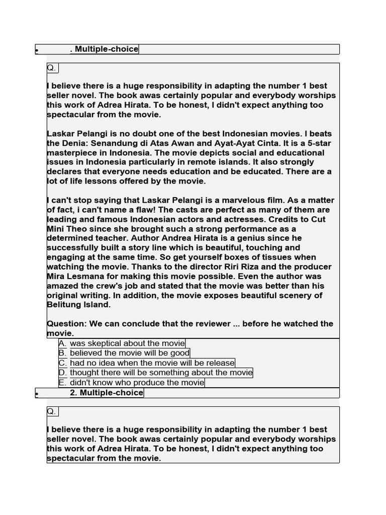 Latihan REVIEW Reading Text Exercise | PDF | Harry Potter | Frankenstein