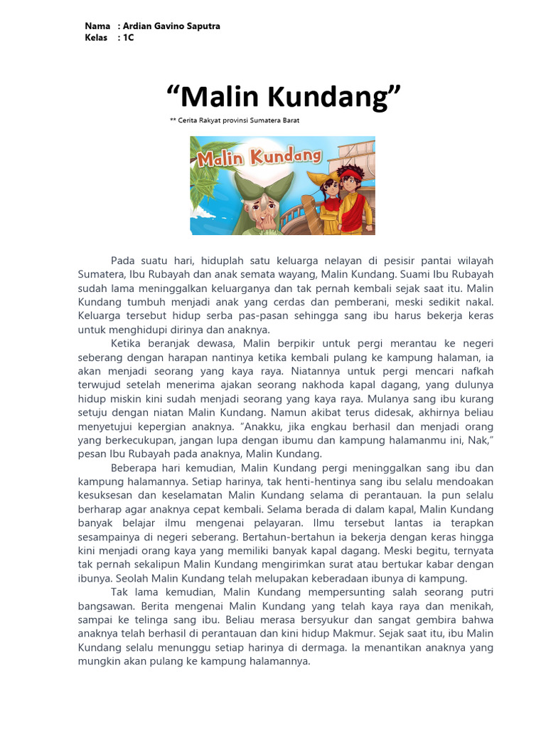 Dongeng Malin Kundang | PDF