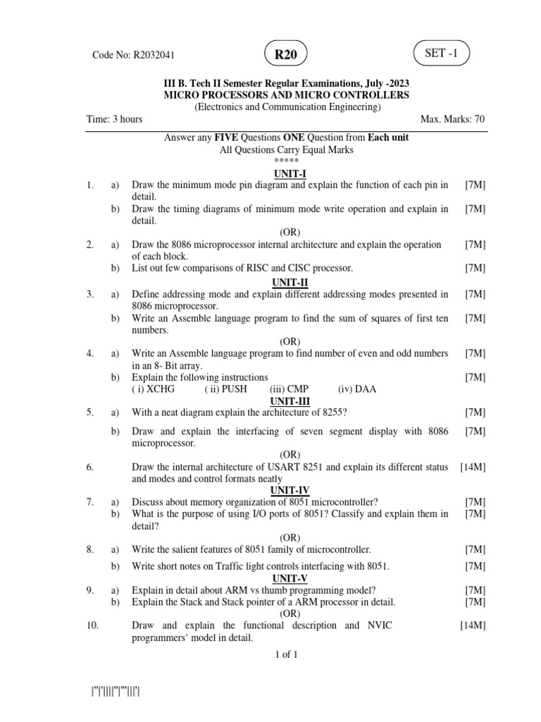 Micro Processors and Micro Controllers Ece July 2023 | PDF ...