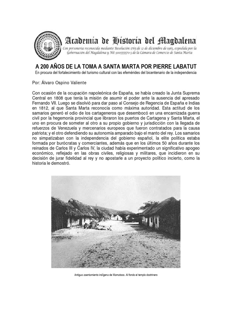 A 200 Anos de La Toma A Santa Marta Por Pierre Labatut | PDF | Colombia ...
