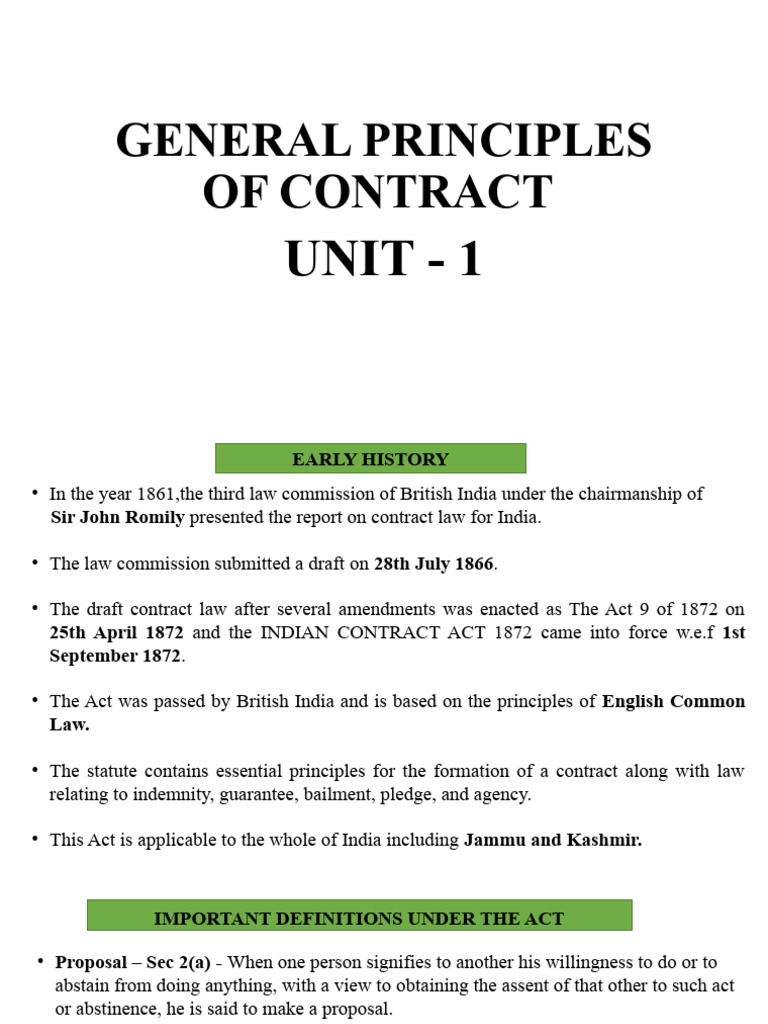 Unit - 1 | PDF | Consideration | Private Law